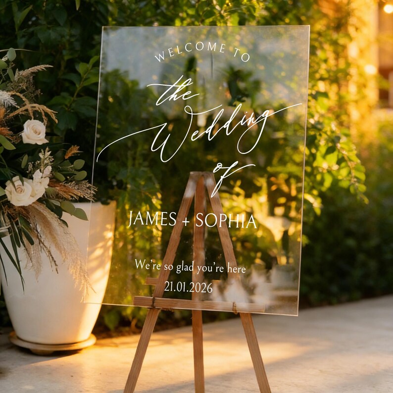 Minimalist Acrylic Wedding Welcome Sign, Modern Wedding Decor, Welcome ...