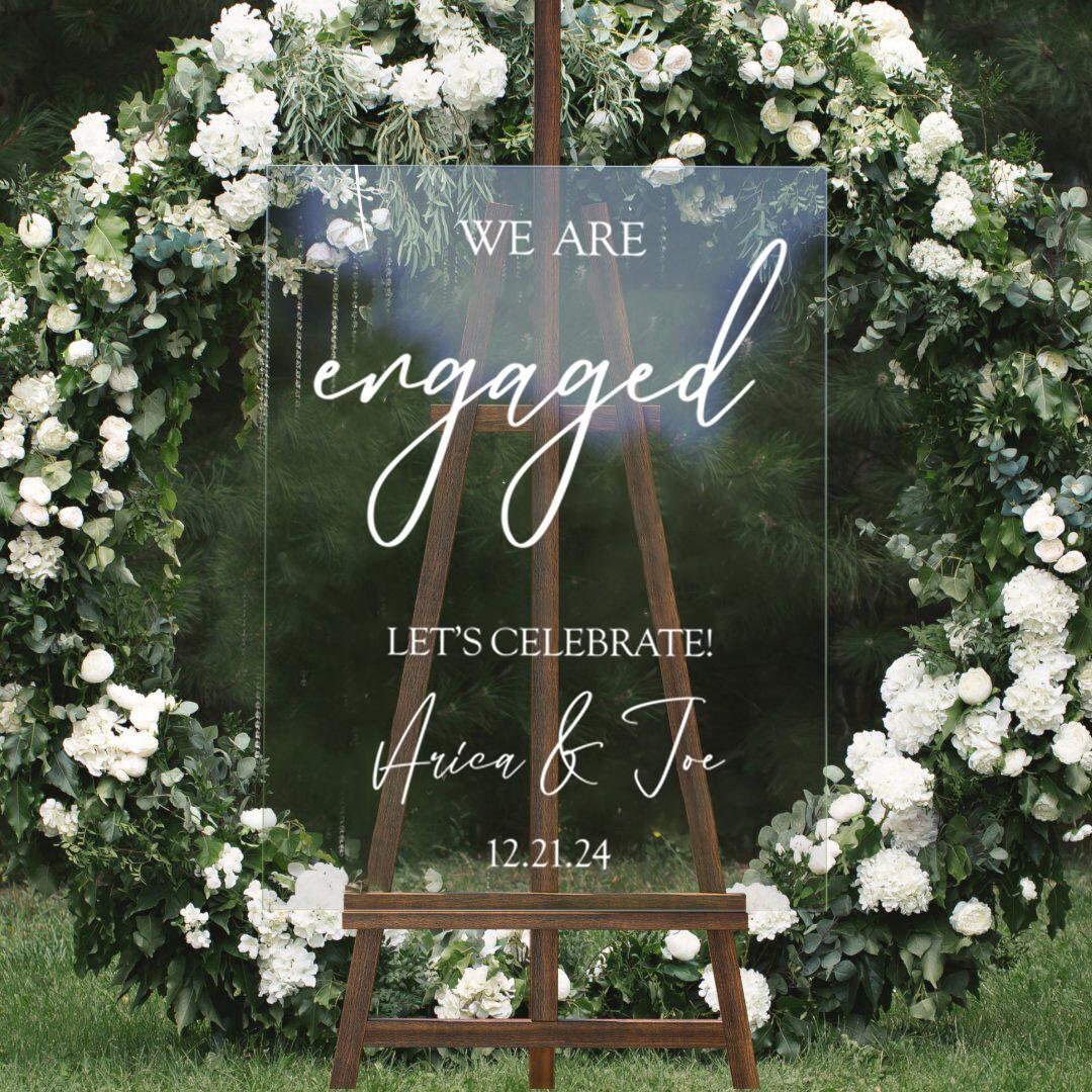 Custom Engagement Welcome Sign, Minimalist Engaged Sign, Acrylic ...