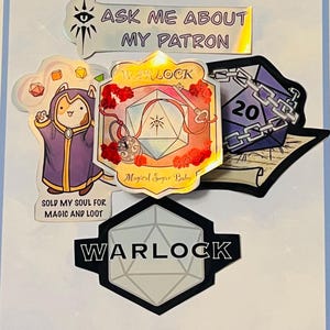 Pack 5 Stickers: Warlock Pack- Fantasy Stickerful Set for D&D Dungeone ...
