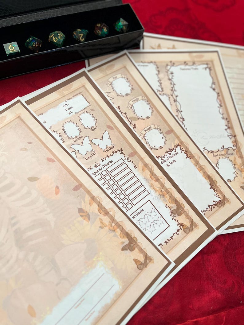 Butterfly Themed Dnd 5e Character Sheet Digital Download - Etsy