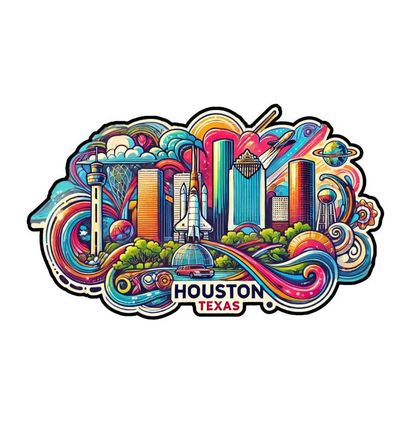 Houston Texas Fridge Magnet or Laptop Sticker - Etsy