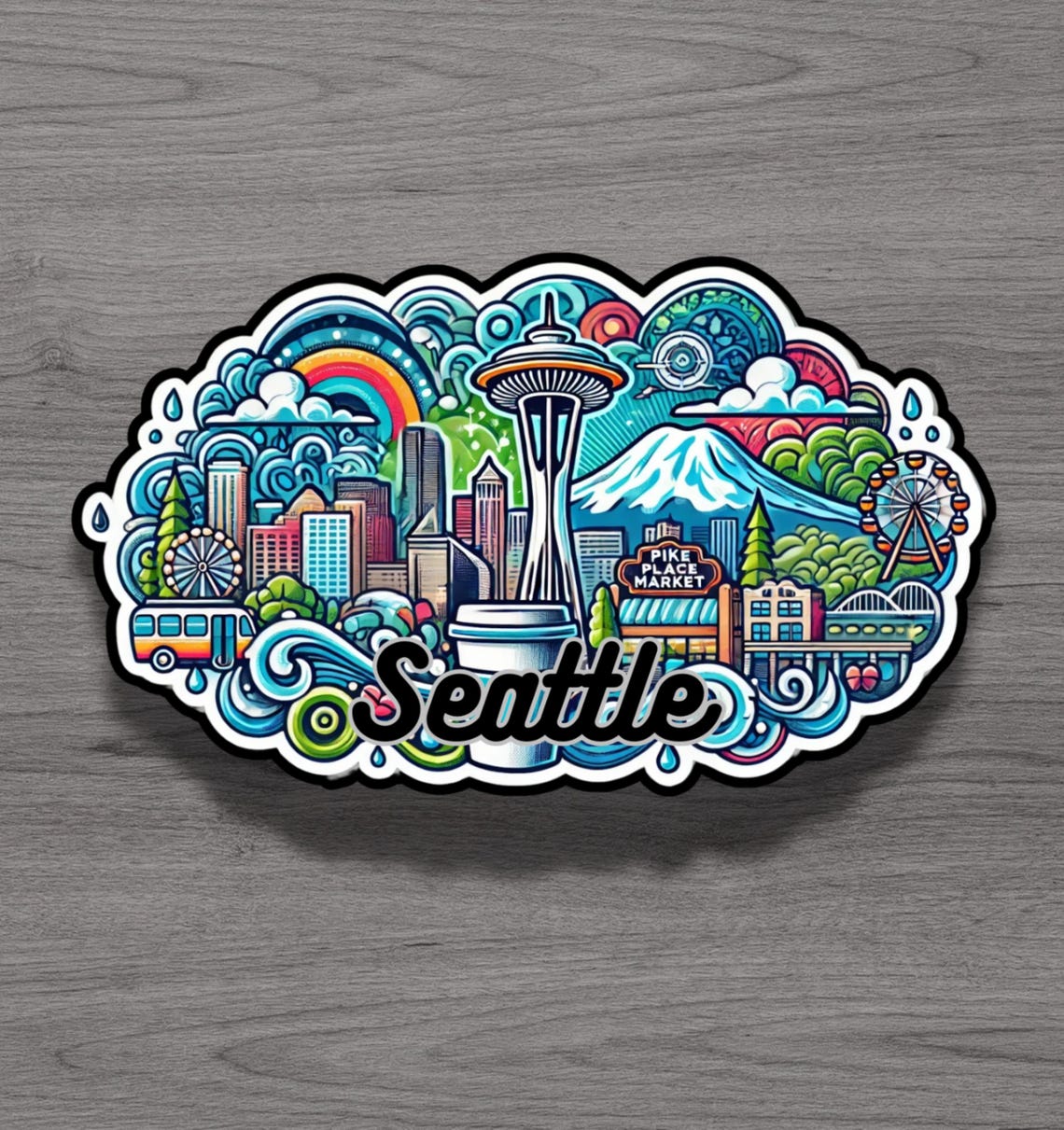 Seattle Washington Fridge Magnet or Laptop Sticker - Etsy