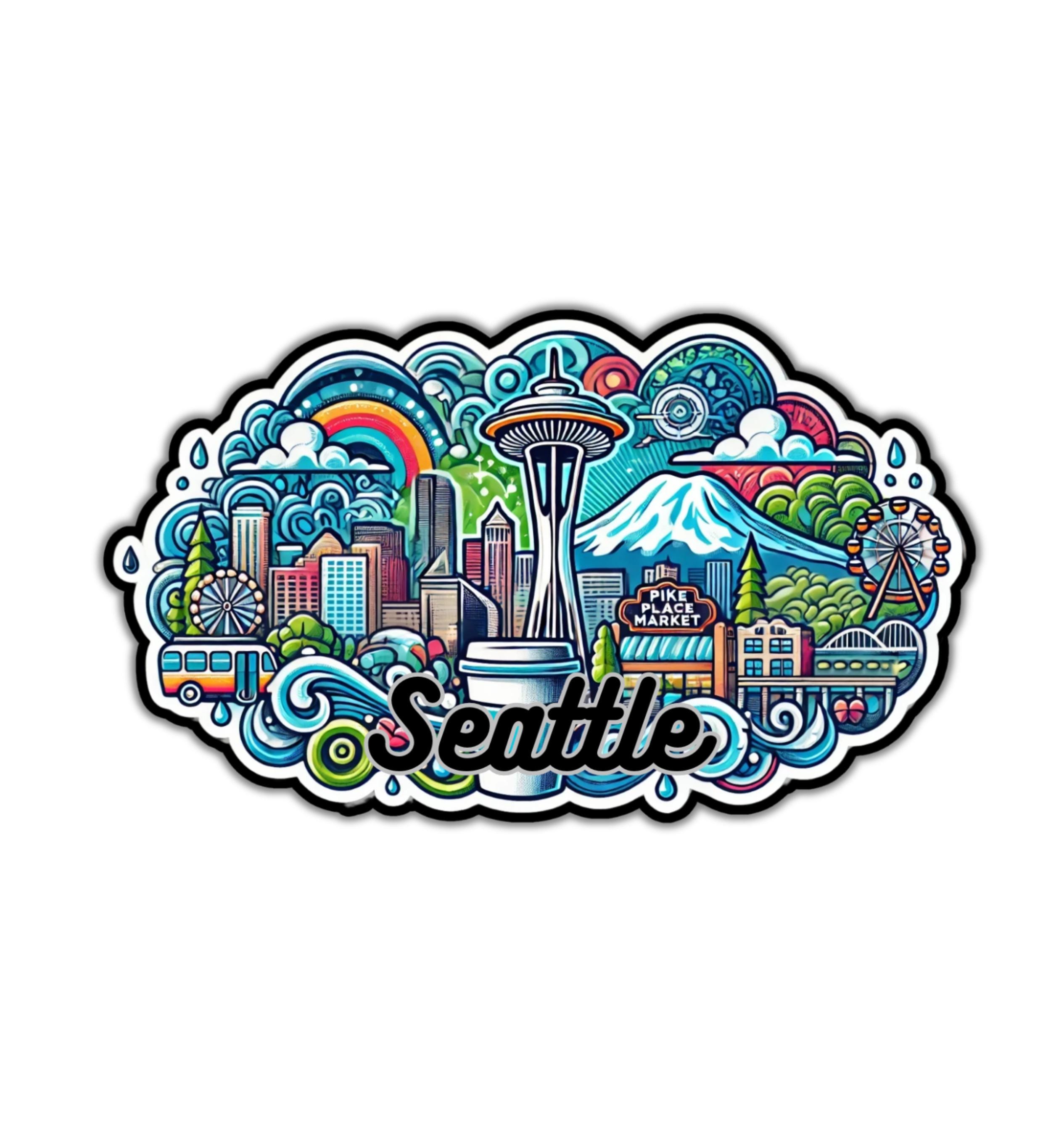 Seattle Washington Fridge Magnet or Laptop Sticker - Etsy