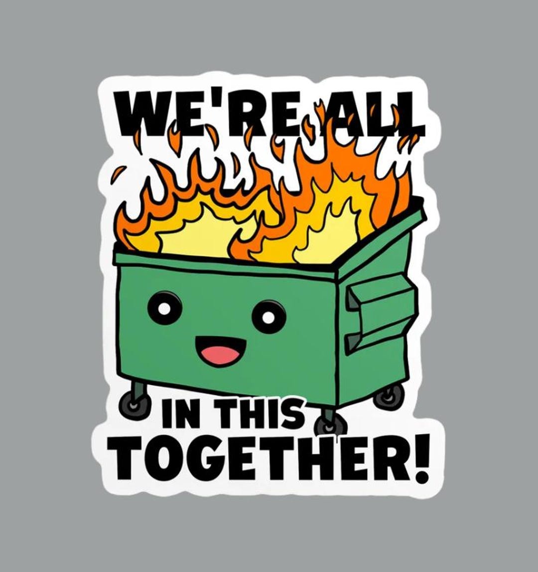 Dumpster Fire We're All in This Together Fridge Magnet or Laptop ...