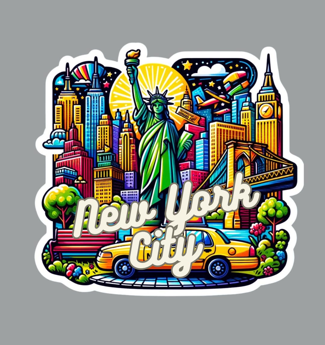 New York City Fridge Magnet or Laptop Sticker - Etsy