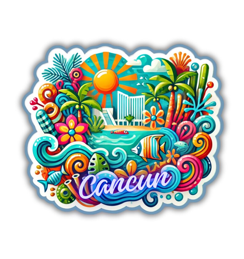 Cancun Mexico Fridge Magnet or Laptop Sticker - Etsy