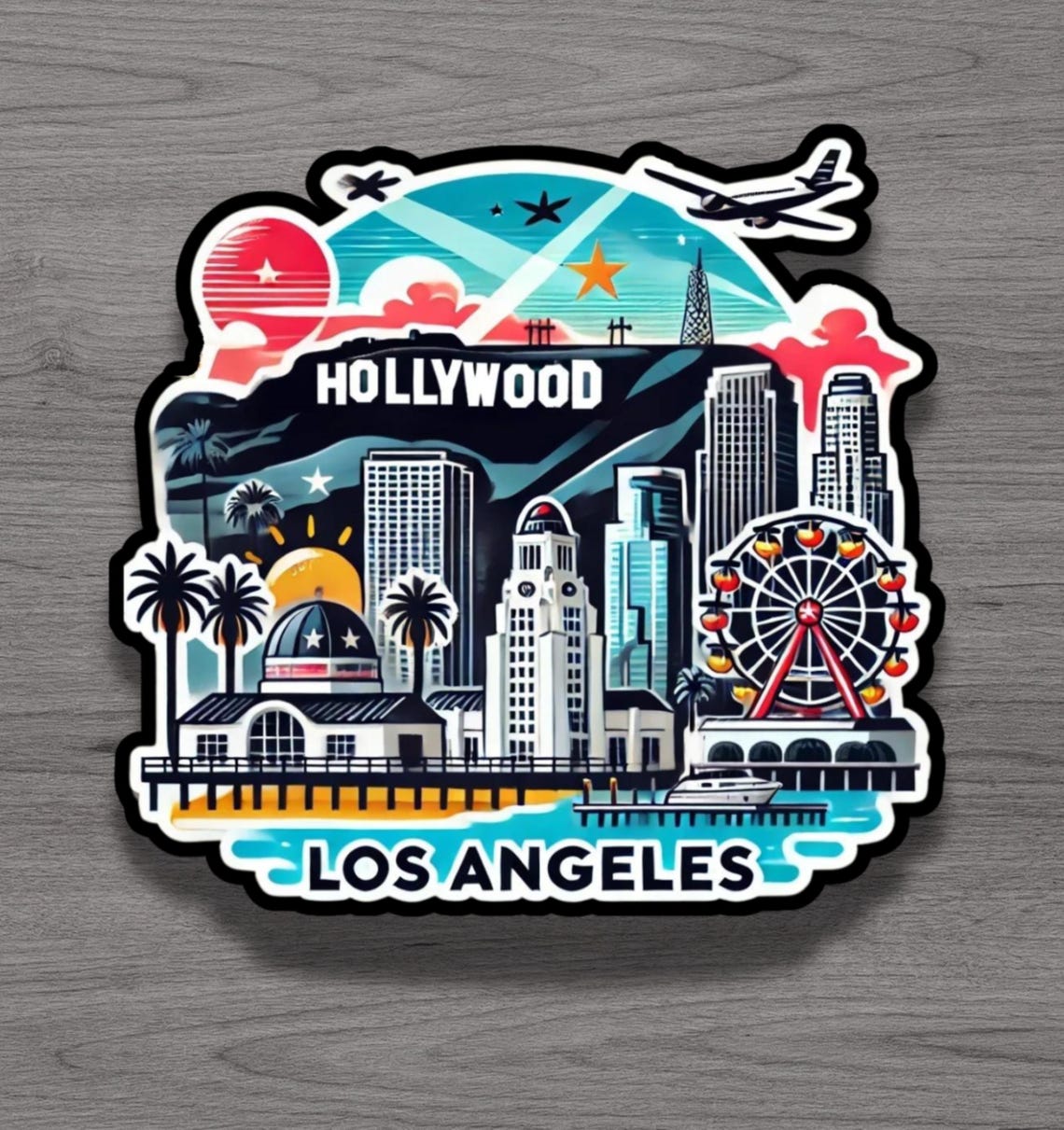 Los Angeles California Fridge Magnet or Laptop Sticker - Etsy