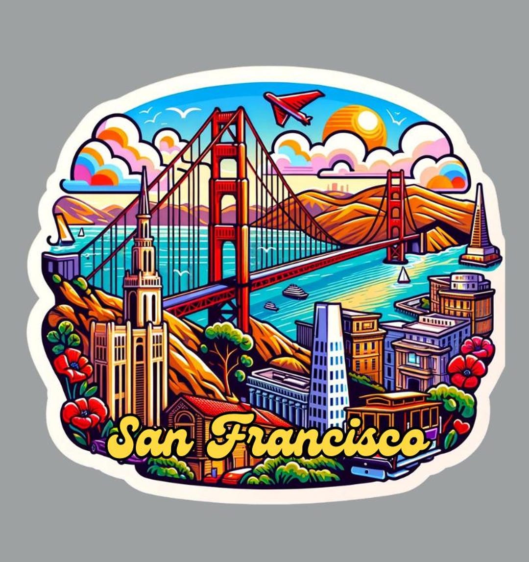 San Francisco California Fridge Magnet or Laptop Sticker - Etsy