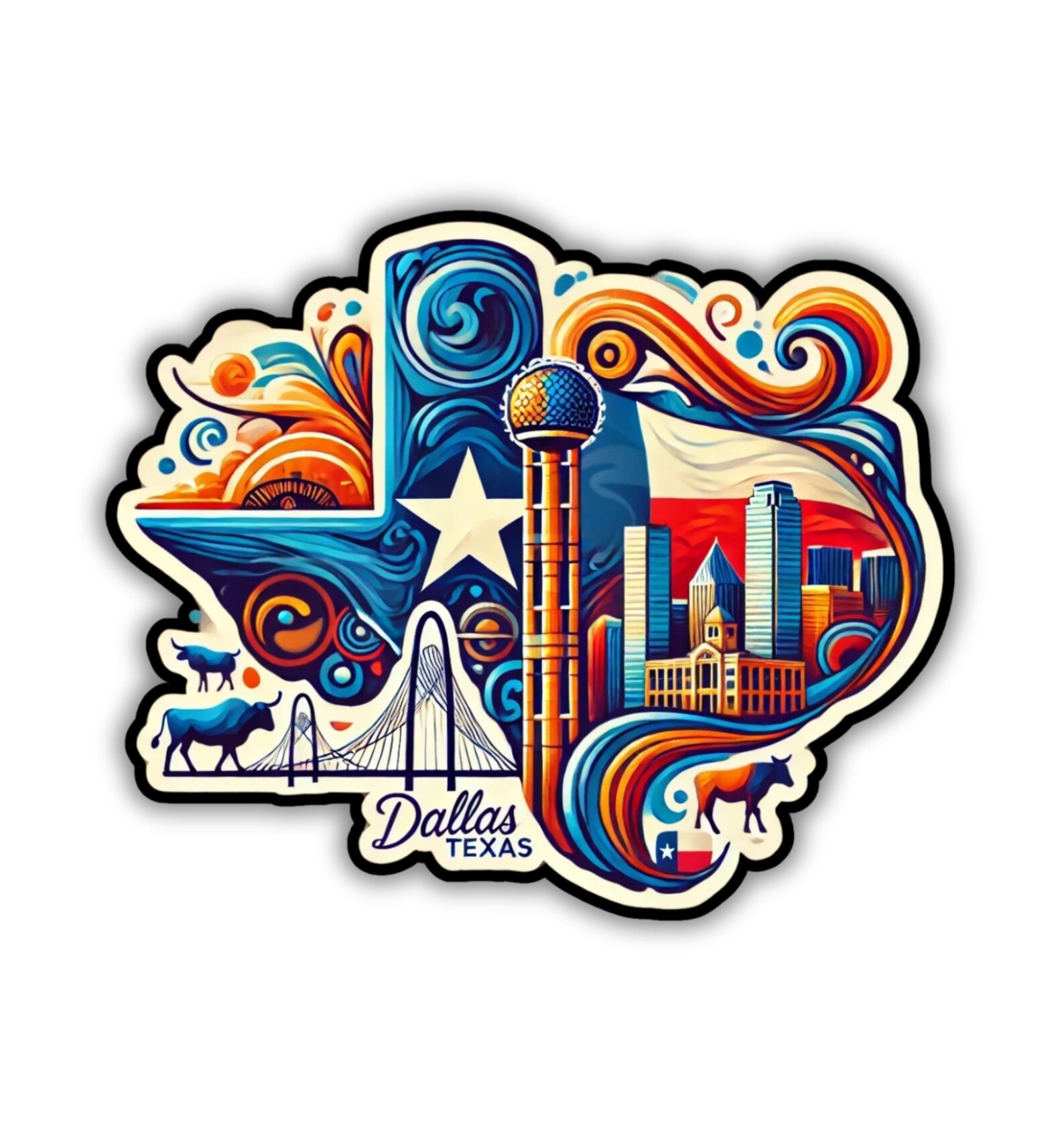Dallas Texas Fridge Magnet or Laptop Sticker - Etsy