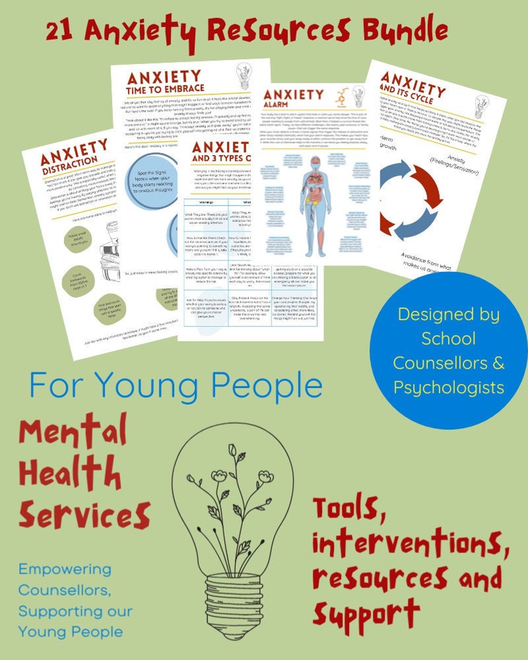 Anxiety Interventions for Teens, Mega Bundle, Psychologist Resources ...
