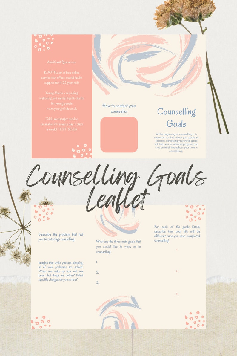 Counselling Goals Leaflet/resource Mental Health Interventions - Etsy