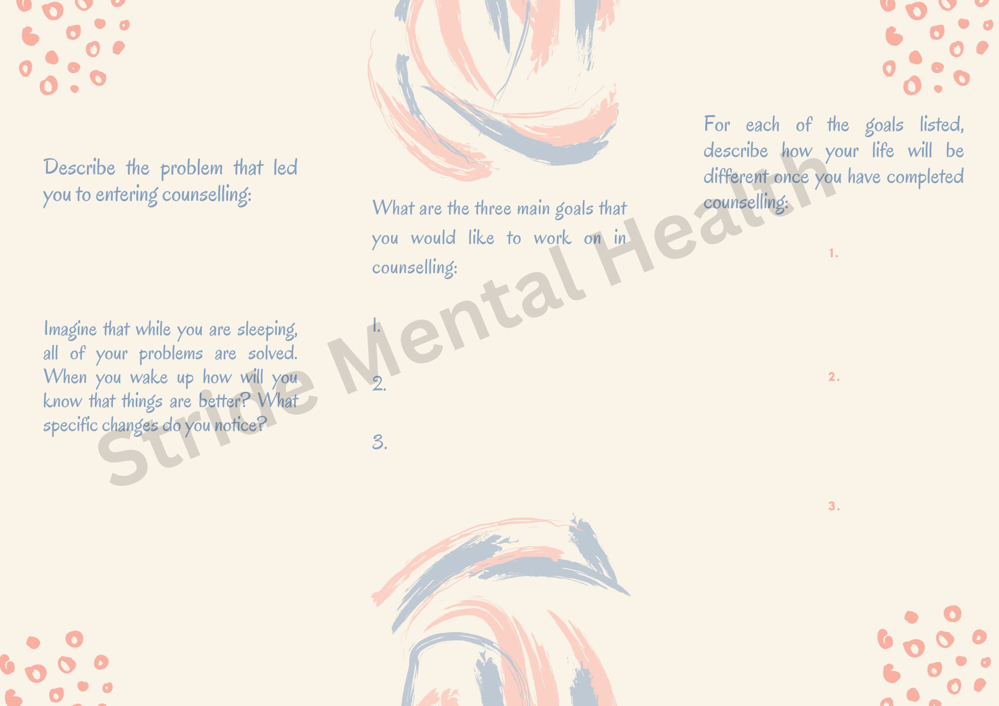 Counselling Goals Leaflet/resource Mental Health Interventions - Etsy
