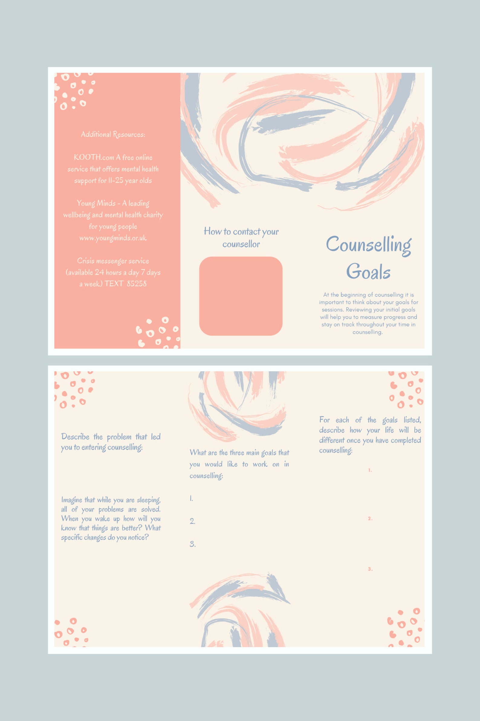 Counselling Goals Leaflet/resource Mental Health Interventions - Etsy