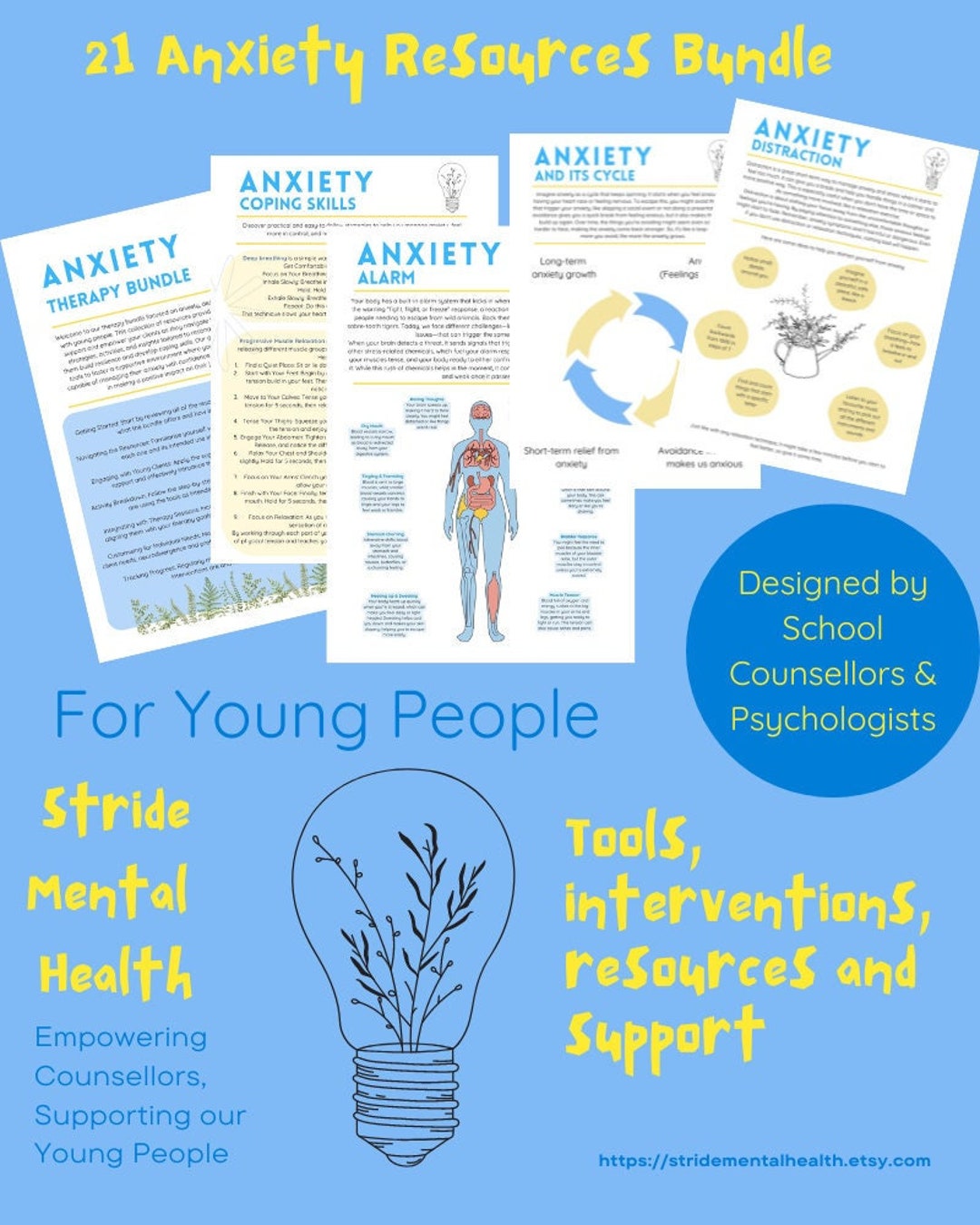 Anxiety Interventions for Teens, Mega Bundle, Psychologist Resources ...