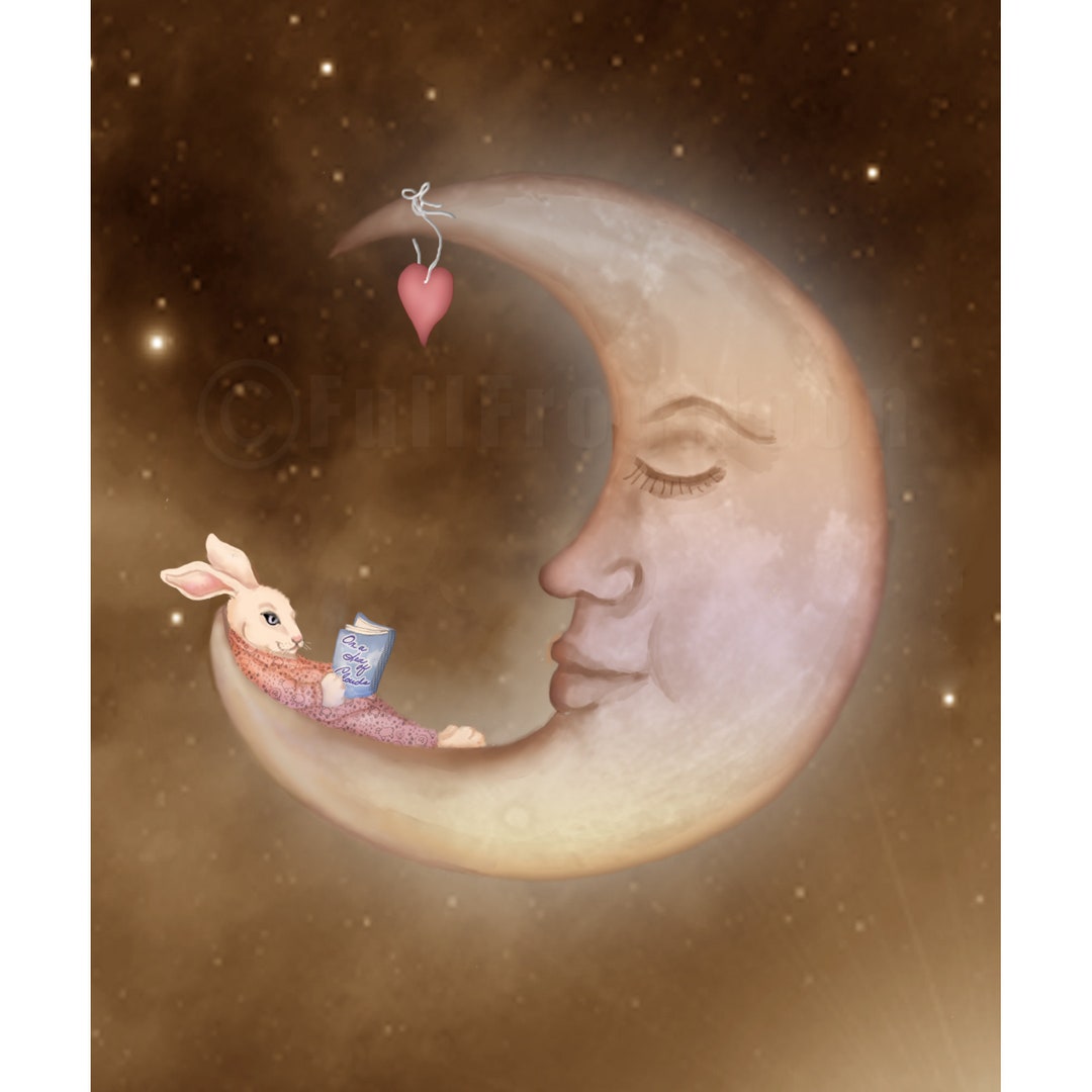 Rabbit Moon on a Sea of Clouds Print - Etsy