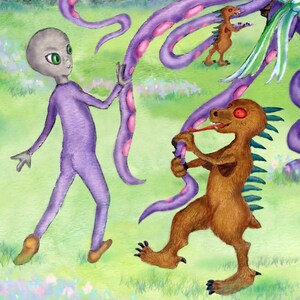 Cryptids and Aliens Dance Around the Maypole Print - Etsy