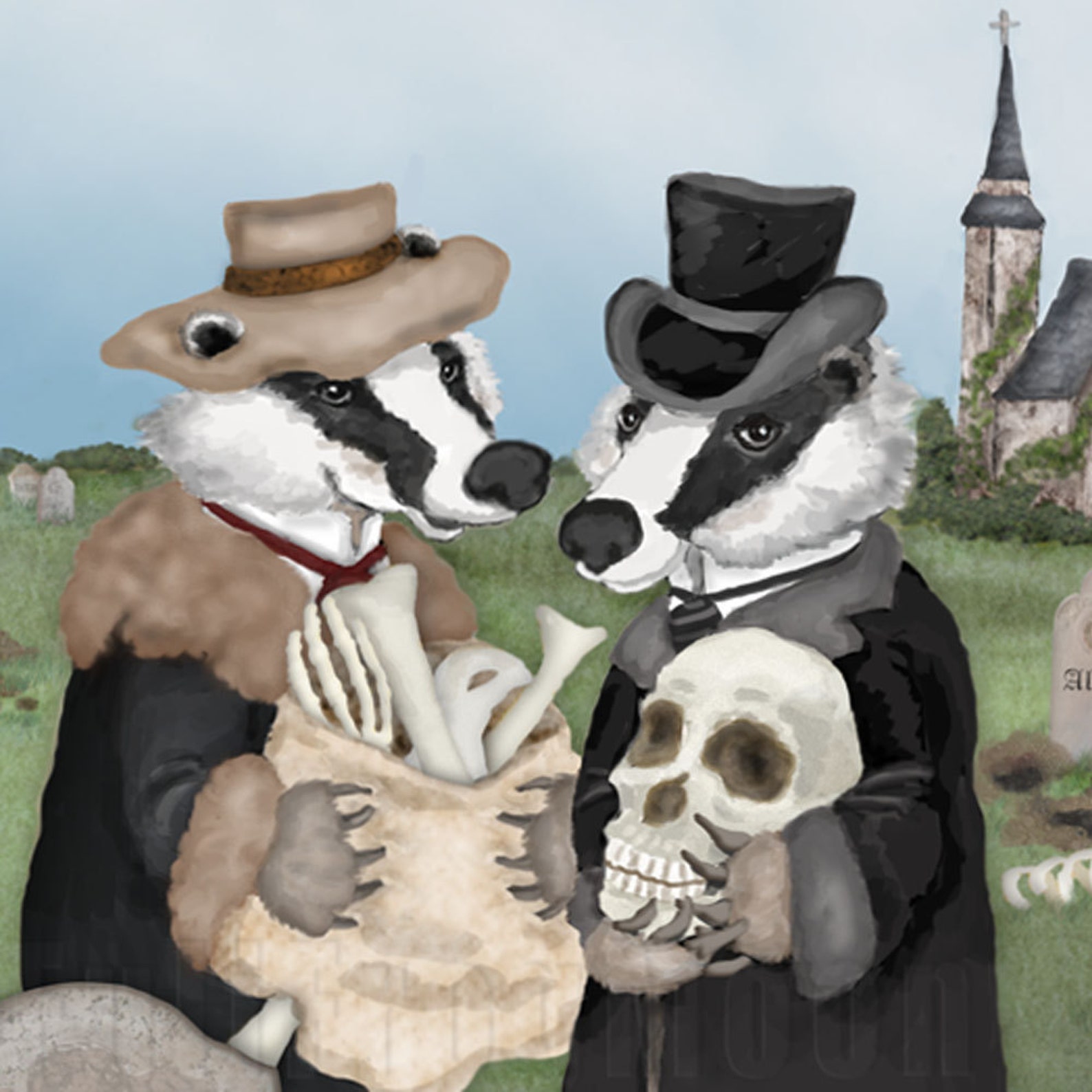 Badgers Behaving Badly Print - Etsy