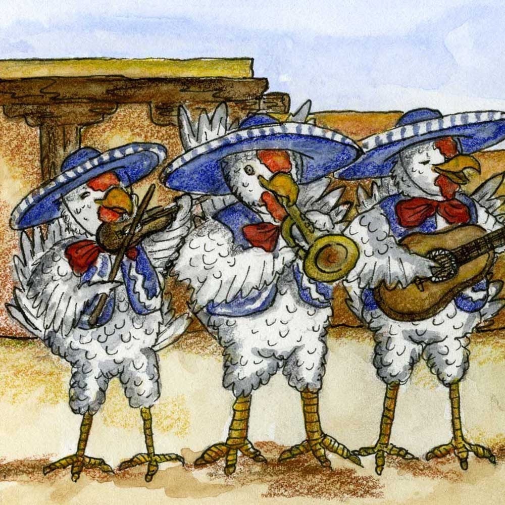 Chupacabra and Chicken Mariachi Band Print - Etsy