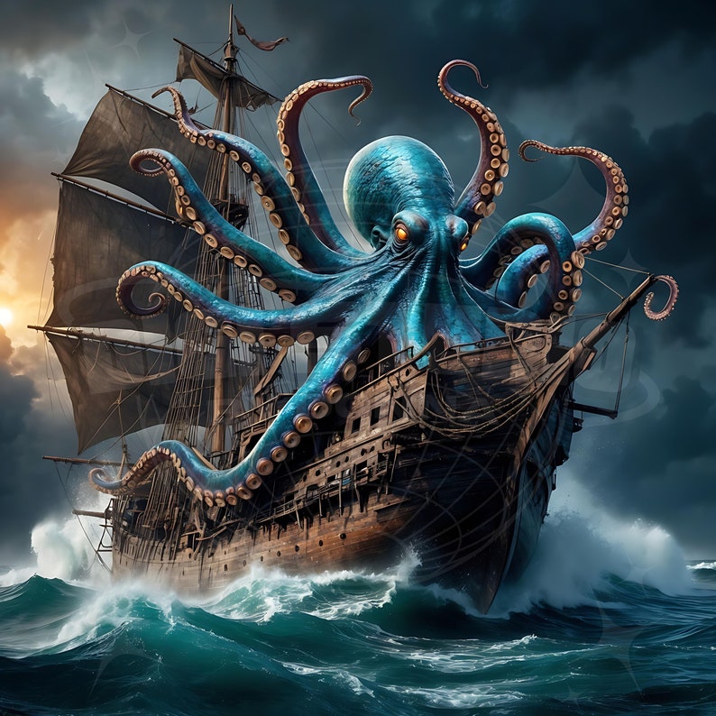 Colossal Octopus PNG - Etsy