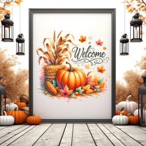 Fall Welcome Pumpkin PNG: Autumn Harvest Digital Download - Etsy