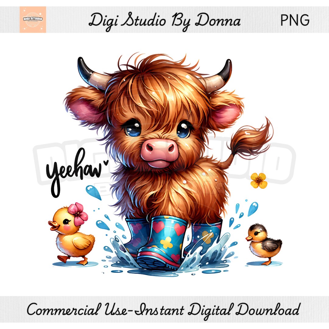 Highland Cow PNG, Spring Clipart PNG, Spring PNG Graphics, Digital ...