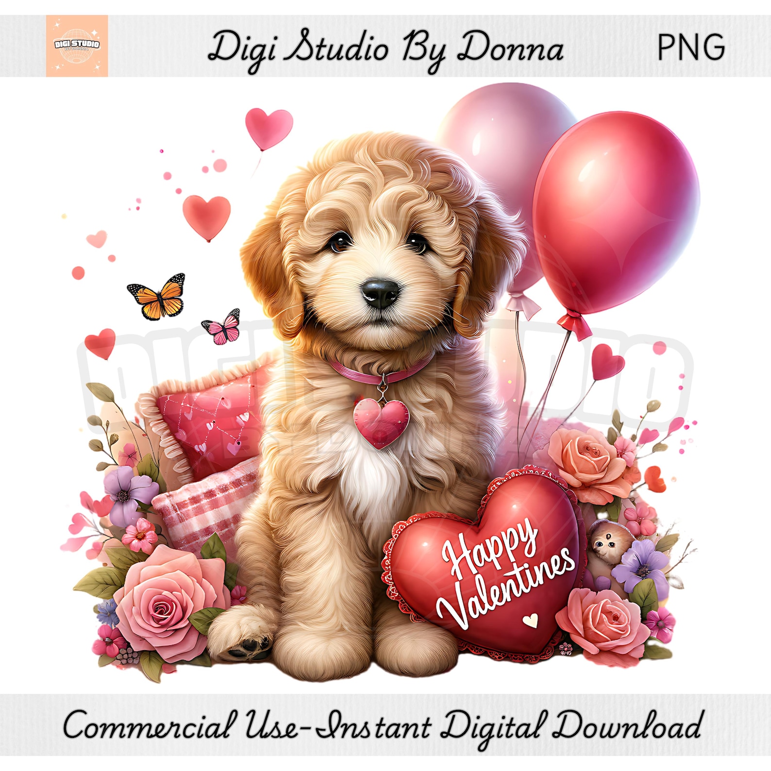 Valentine's Puppy PNG Clipart: Love-themed Digital Art (digital ...