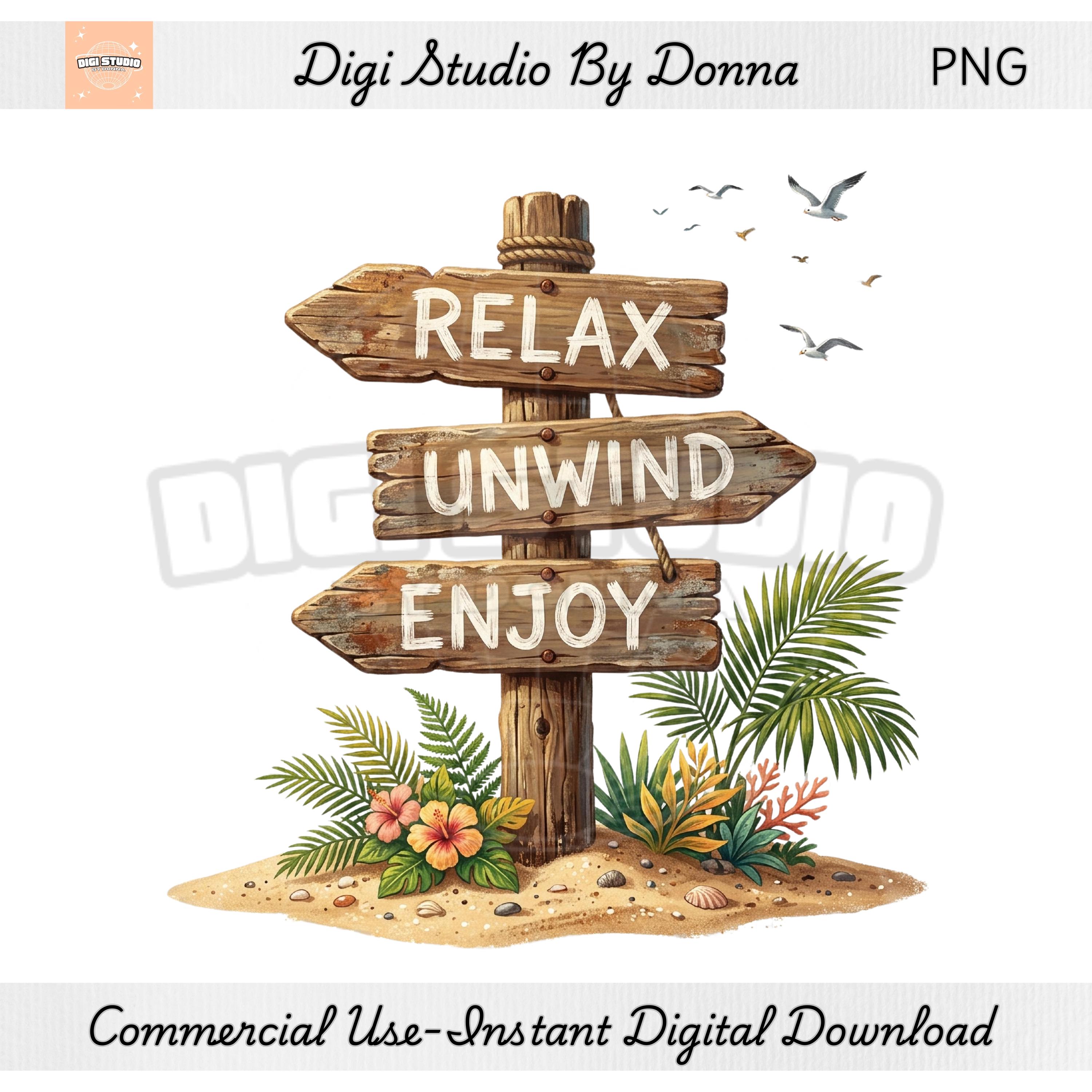 Beach Signpost PNG: Summer Clipart, T-shirt Design (digital Download ...