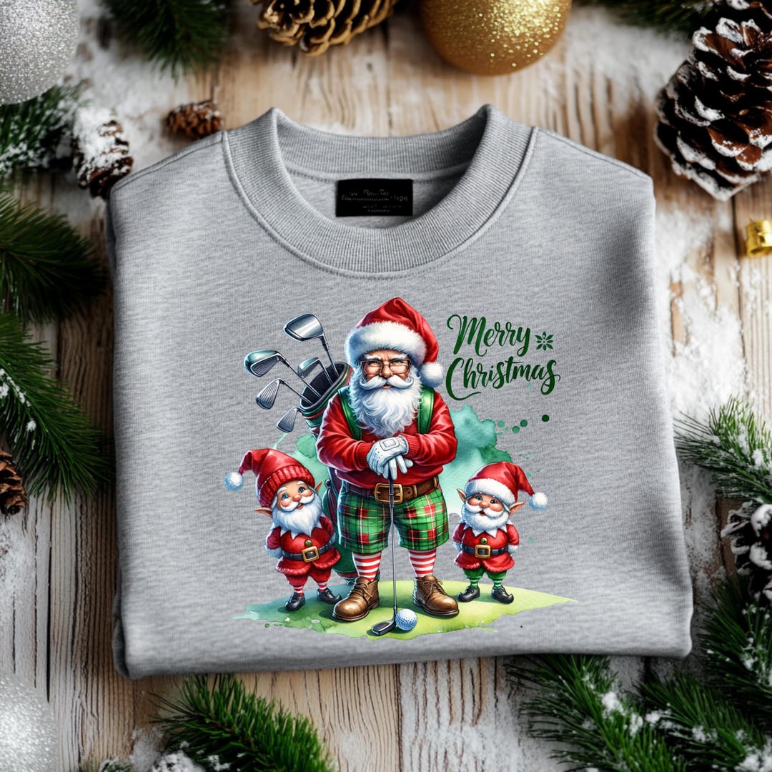 Golfing Santa Christmas Clipart: Festive Holiday PNG (digital Download ...