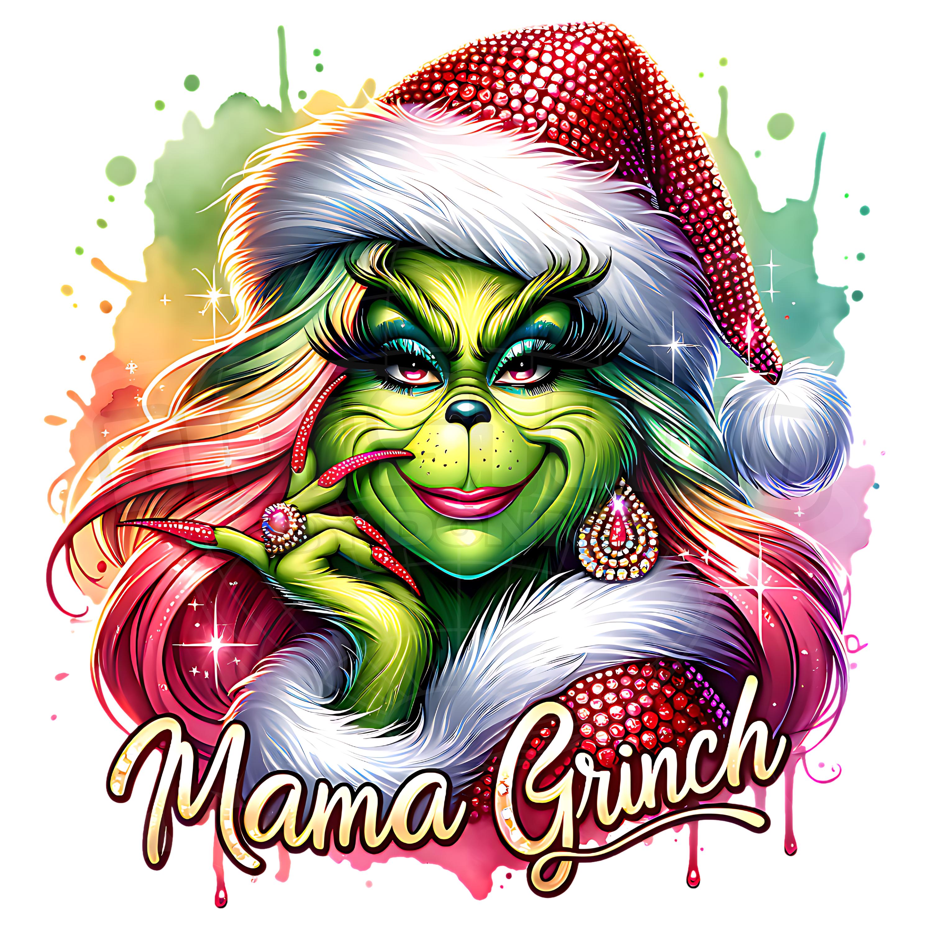 Trendy Mama Grinch Christmas PNG Clipart: Print on Demand Design - Etsy