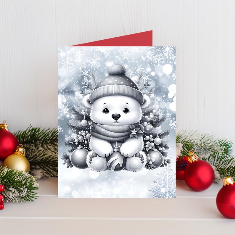 Winter Bear Christmas PNG, Holiday Polar Bear Design (digital Download ...