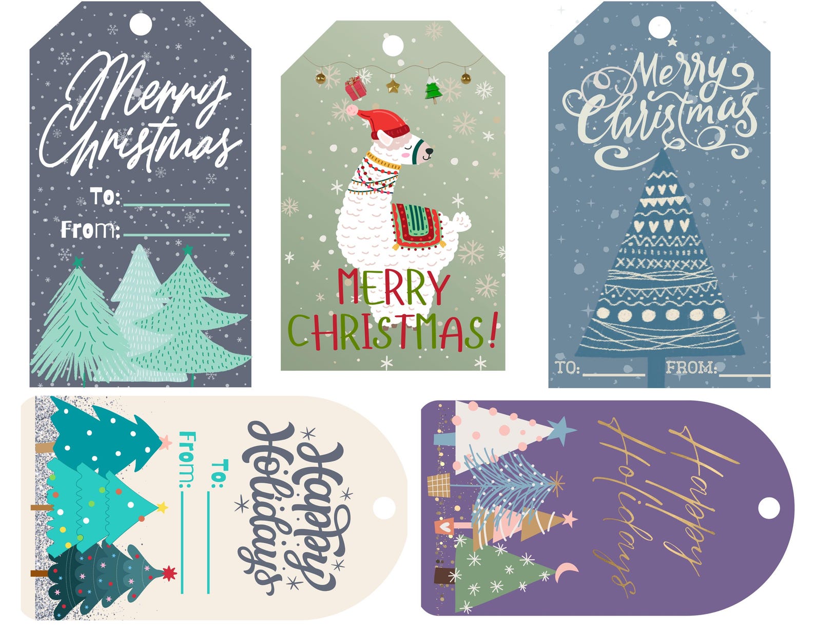 Printable Holiday Gift Tag Template, Variety Pack, Digital Download ...