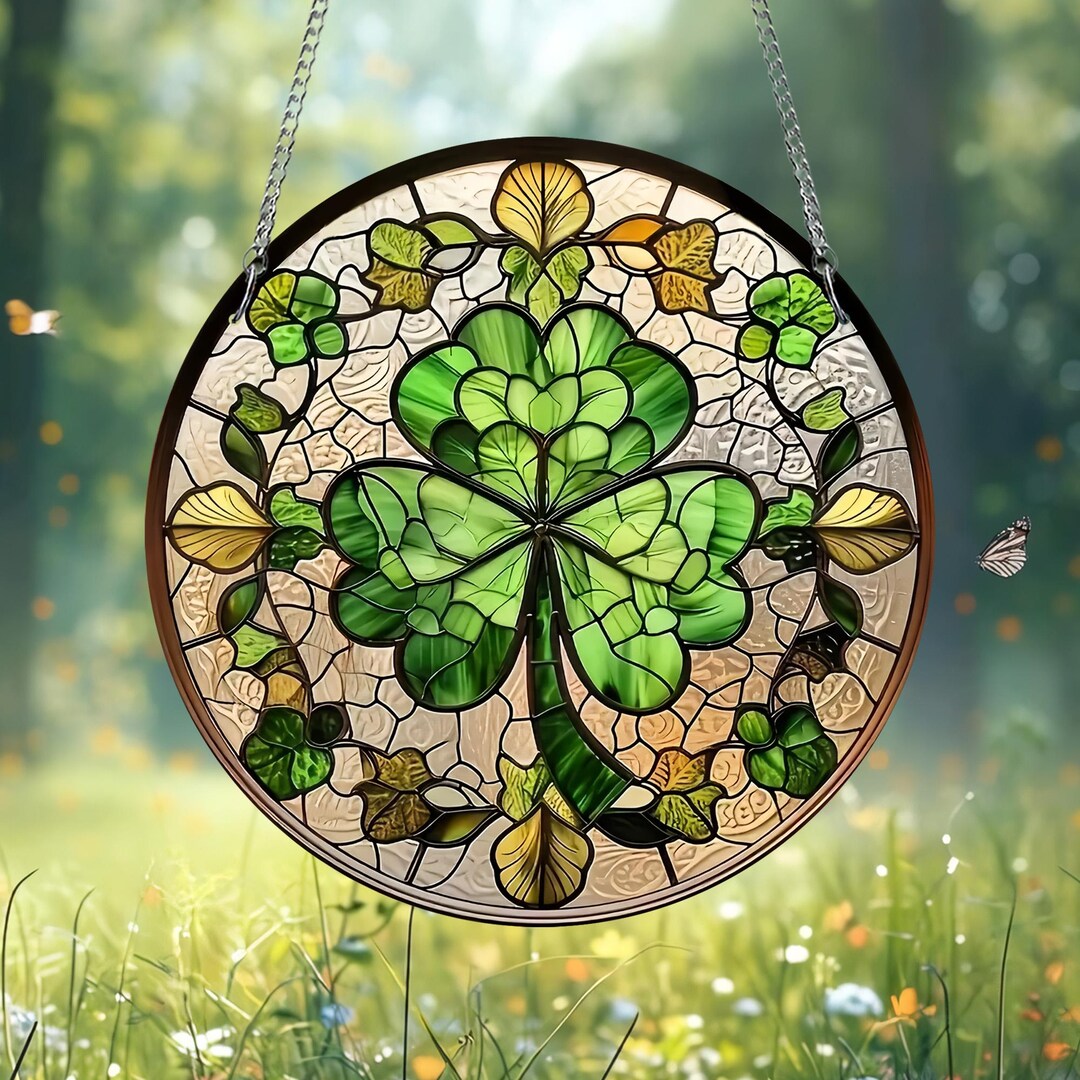 Happy St Patrick Day Suncatcher Window Hanging, Lucky Clover Suncatcher ...