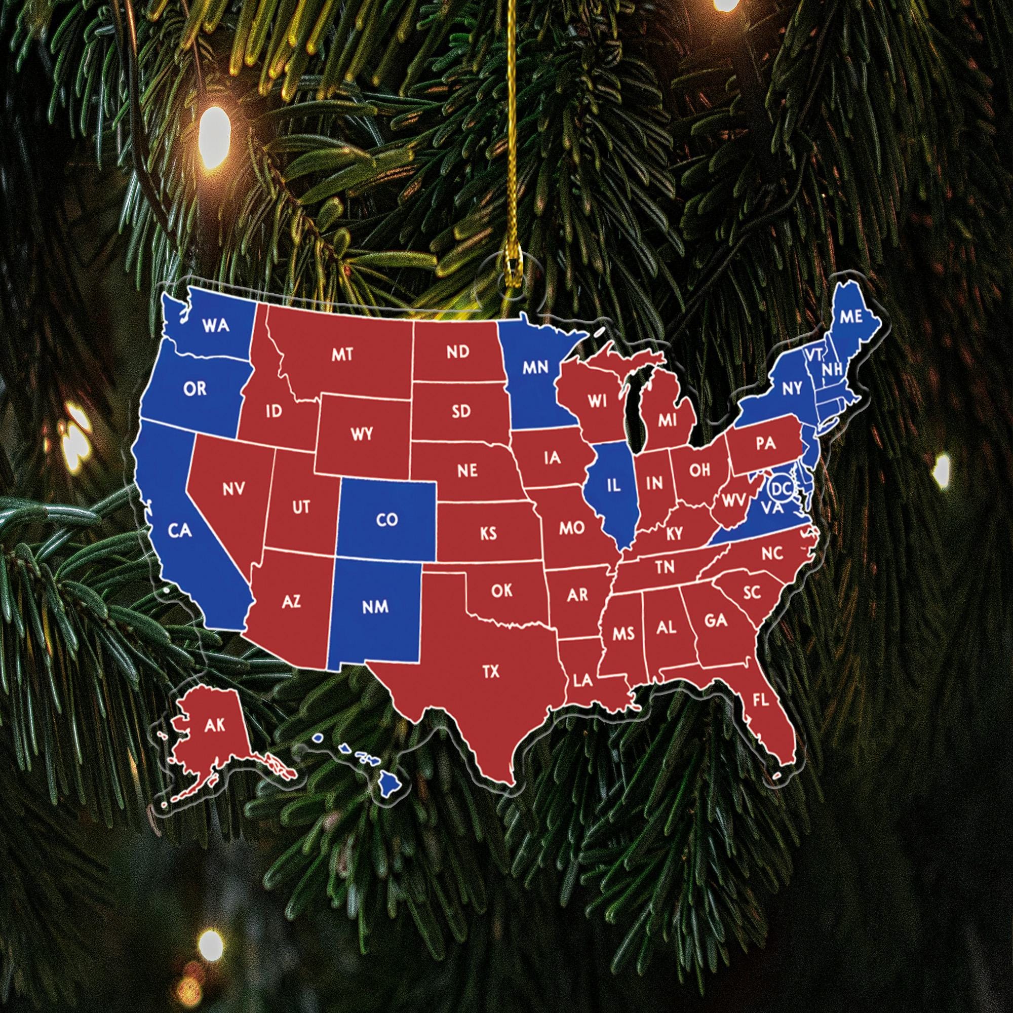 Election Map 2024 Acrylic Ornament, US Presidential Election 2024 Map ...