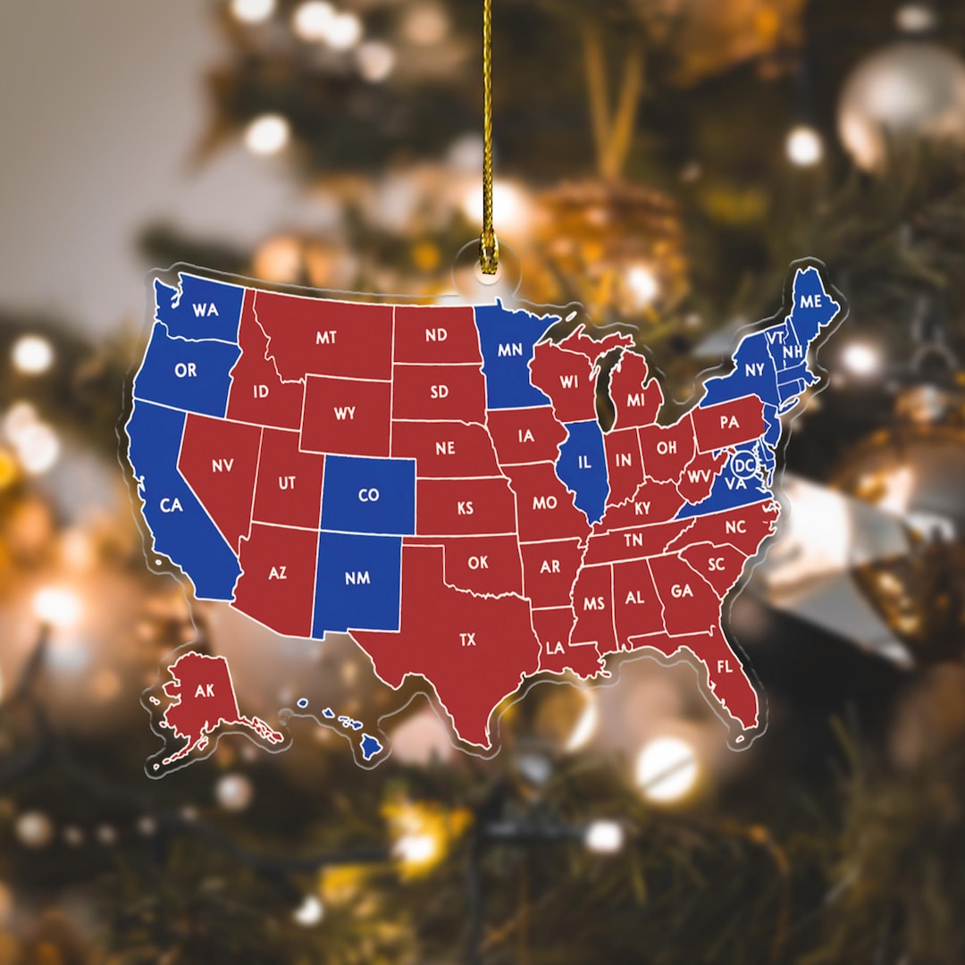 Election Map 2024 Acrylic Ornament, US Presidential Election 2024 Map ...