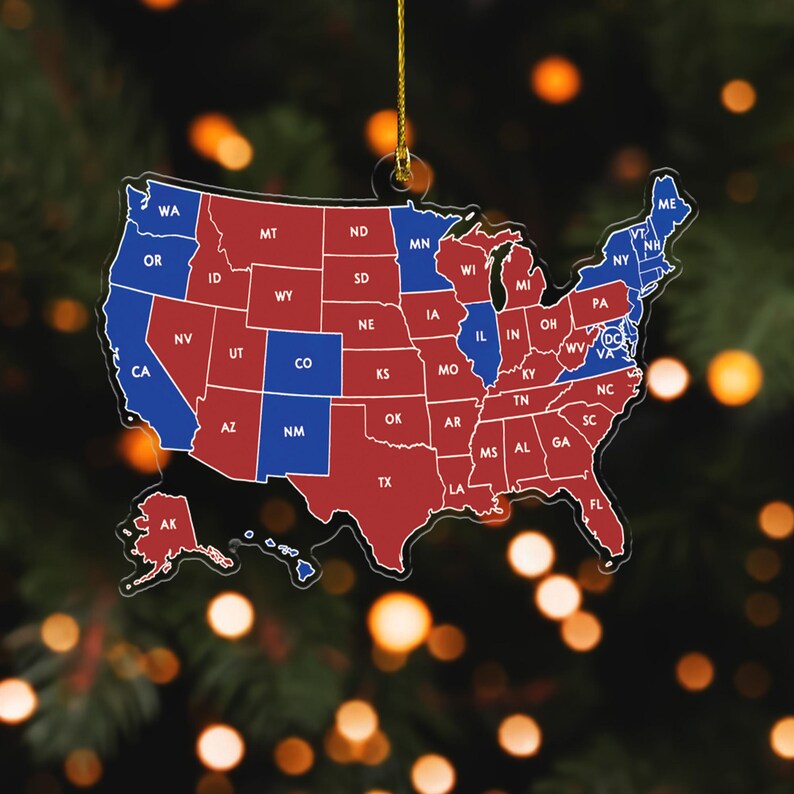 Election Map 2024 Acrylic Ornament, US Presidential Election 2024 Map ...