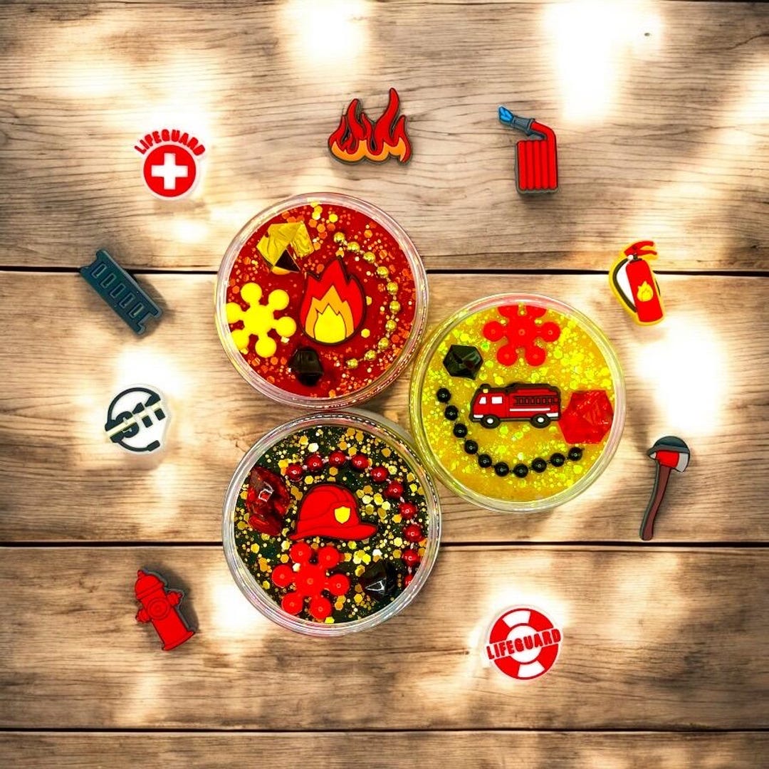 Firetruck Fireman Playdough Jar, Party Favor, Sensory Kit, Birthday ...