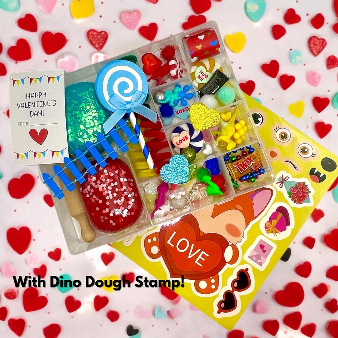Valentine's Day Dinosaur Playdough Kit, Vday, Bundle, Sensory, Box Bin ...