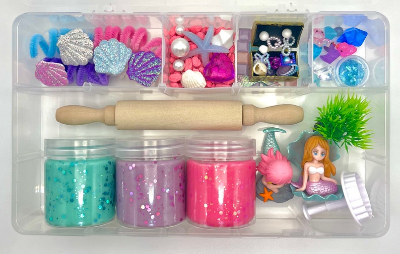 Mermaid Playdough Kit Sensory Kit Bin, Sea, Busy Box, Kids Gift ...