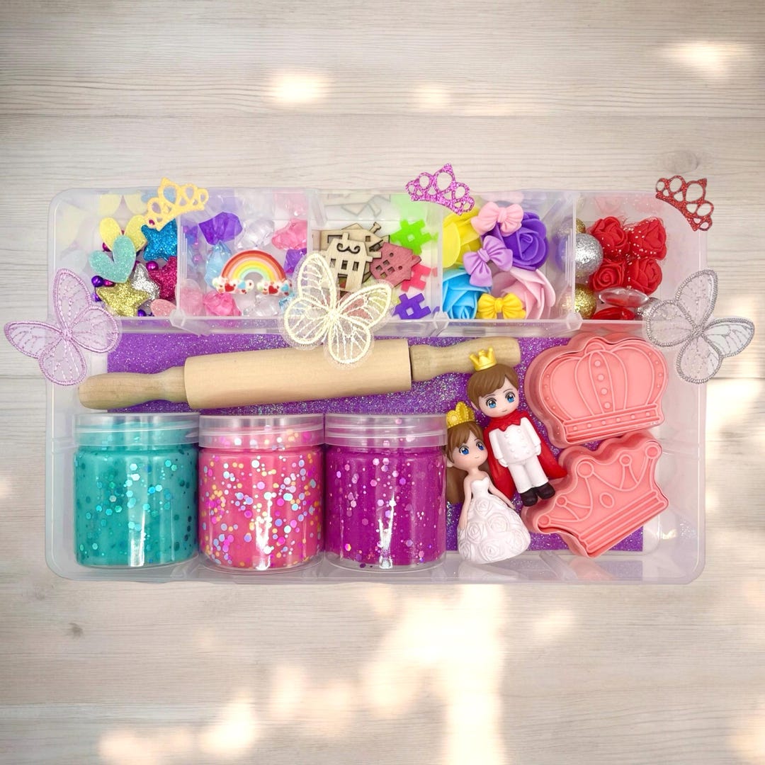 Princess & Prince Playdough Kit, Sensory Kit, Bin, Queen King, Kids ...