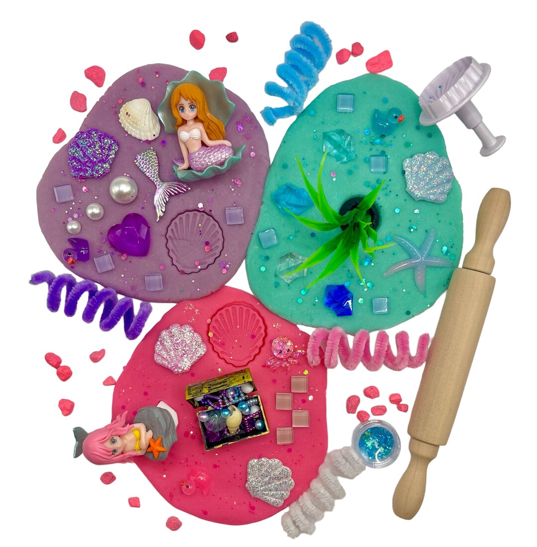 Mermaid Playdough Kit Sensory Kit Bin, Sea, Busy Box, Kids Gift ...