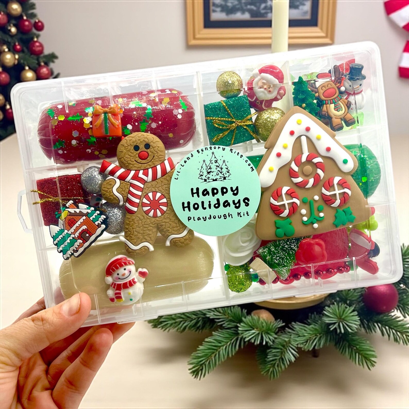 Happy Holidays Christmas Playdough Sensory Kit, Santa, Gingerbread ...