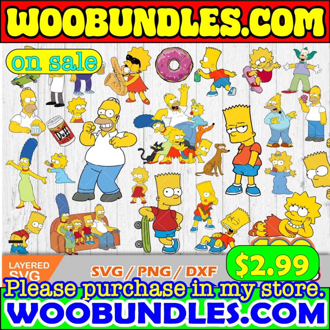 Simpsons Clip Art Bundle, Simpsons Svg Cut Files for Cricut, Silhouette ...