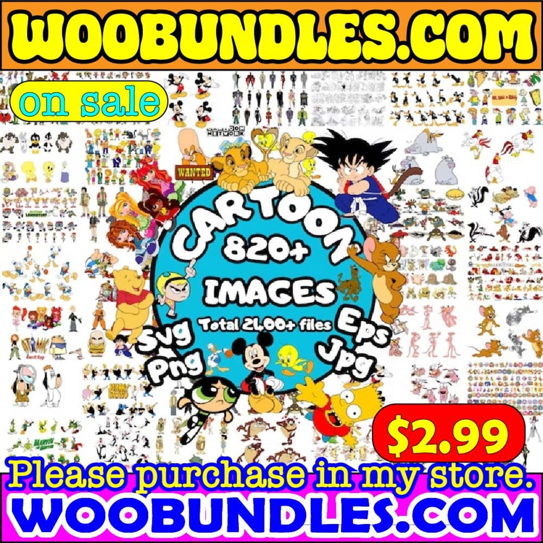 2400 Cartoon Characters Mega Bundle Svg, Cricut Printable Clipart ...