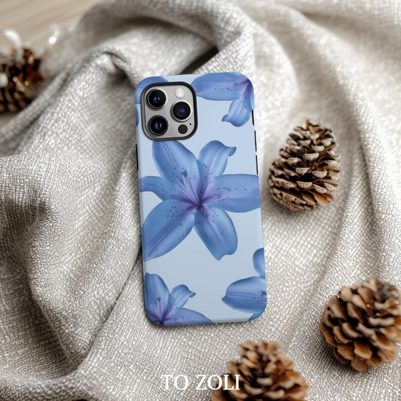 Blue Summer Lily Flower Pattern Collage Scrapbook Phone Case | iPhone ...