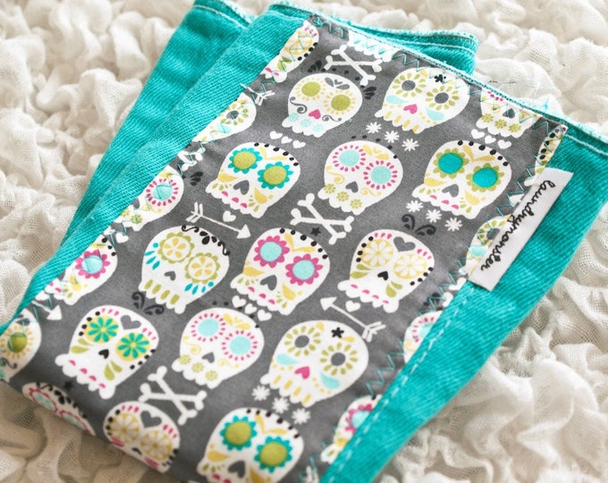 Baby Burp Cloth Sugar Skulls Hand Dyed Jade Green Burp Cloth - Etsy