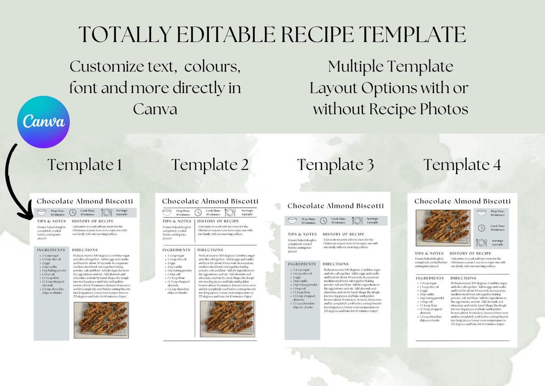 Editable, Digital Recipe Templates and Blank PDF Recipe Templates for ...