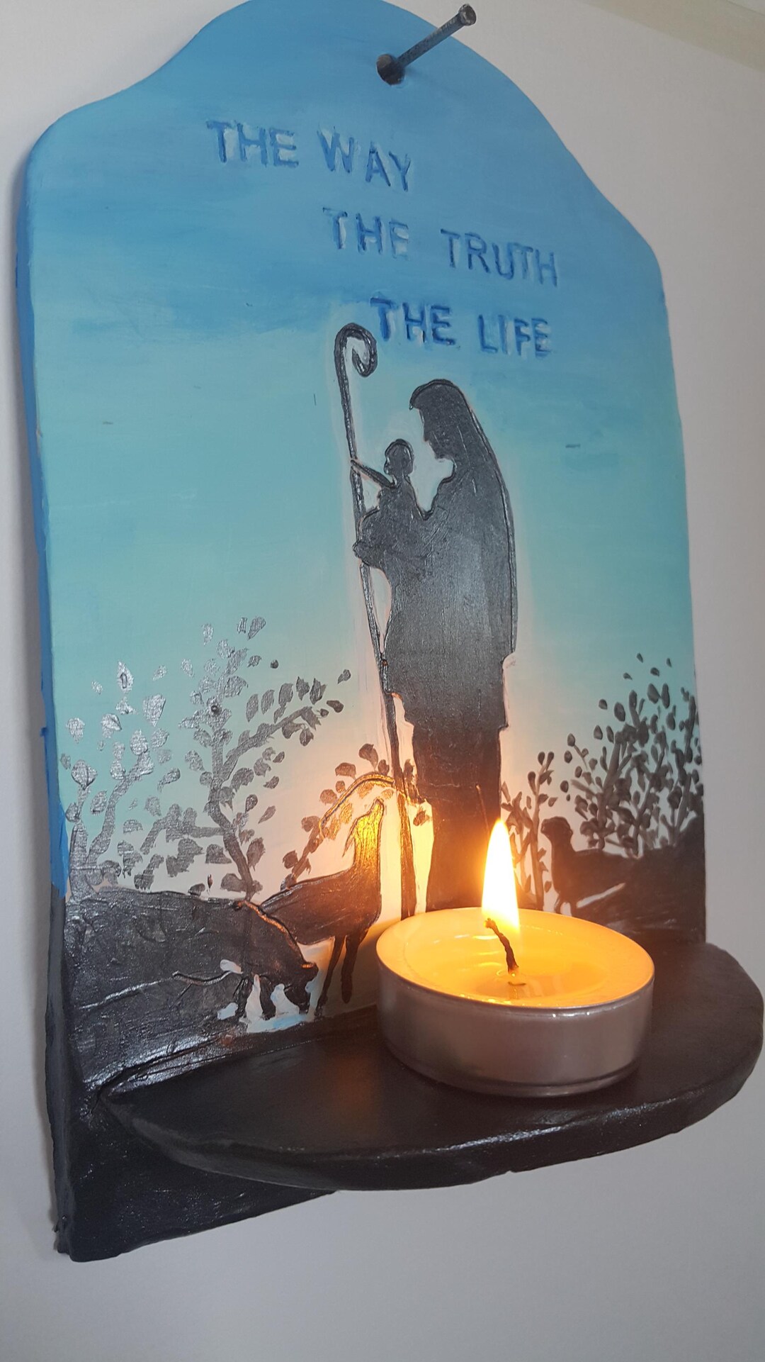 Virgin Mary and Baby Jesus Candle Holder - Etsy