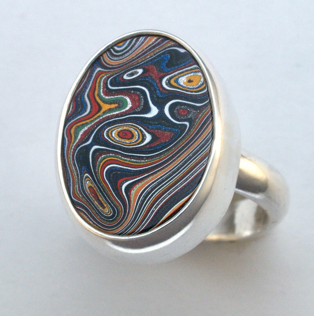 Sterling Silver Large Oval Fordite Ring - Can Be Made to Order ...