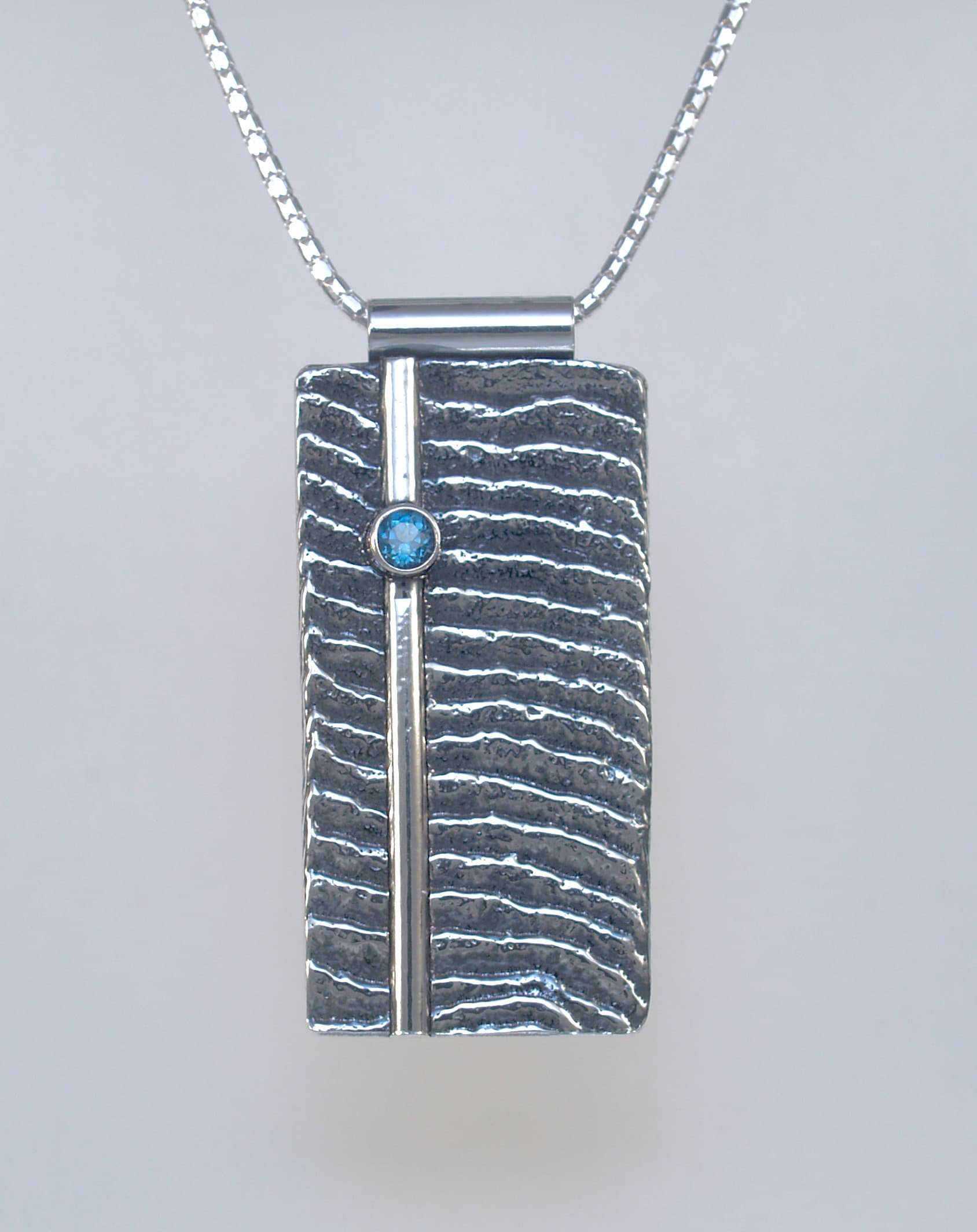 Rippled Rectangle Sterling Silver Pendant - OOAK Designer Jewelry ...