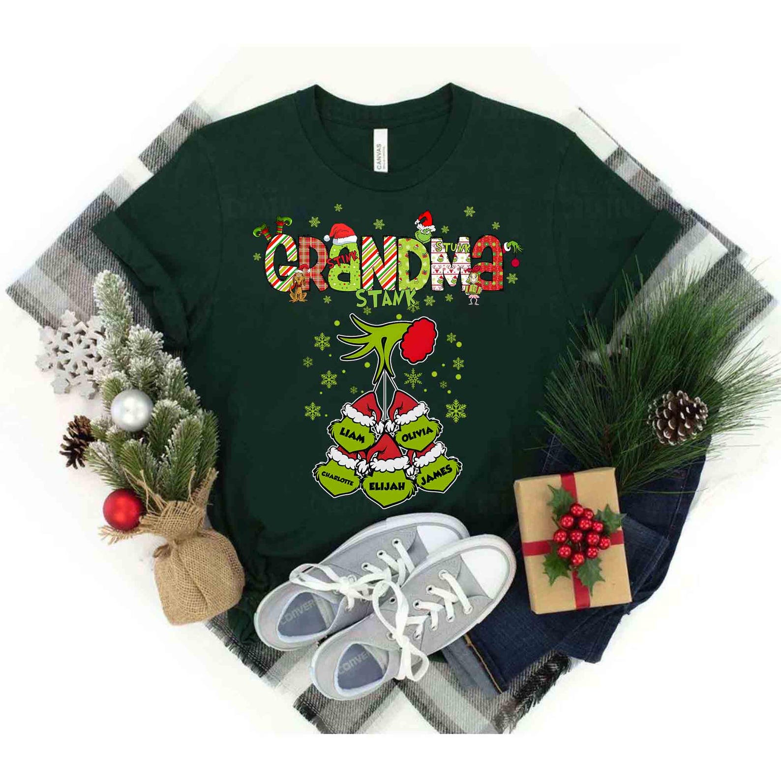 Custom Grinch Shirt, Grandma Christmas Grinch Stunk Stink Stank Xmas ...